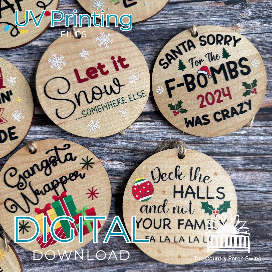 Funny Christmas Ornament UV Print Files: Snarky Holiday Designs (digital Files) - Etsy