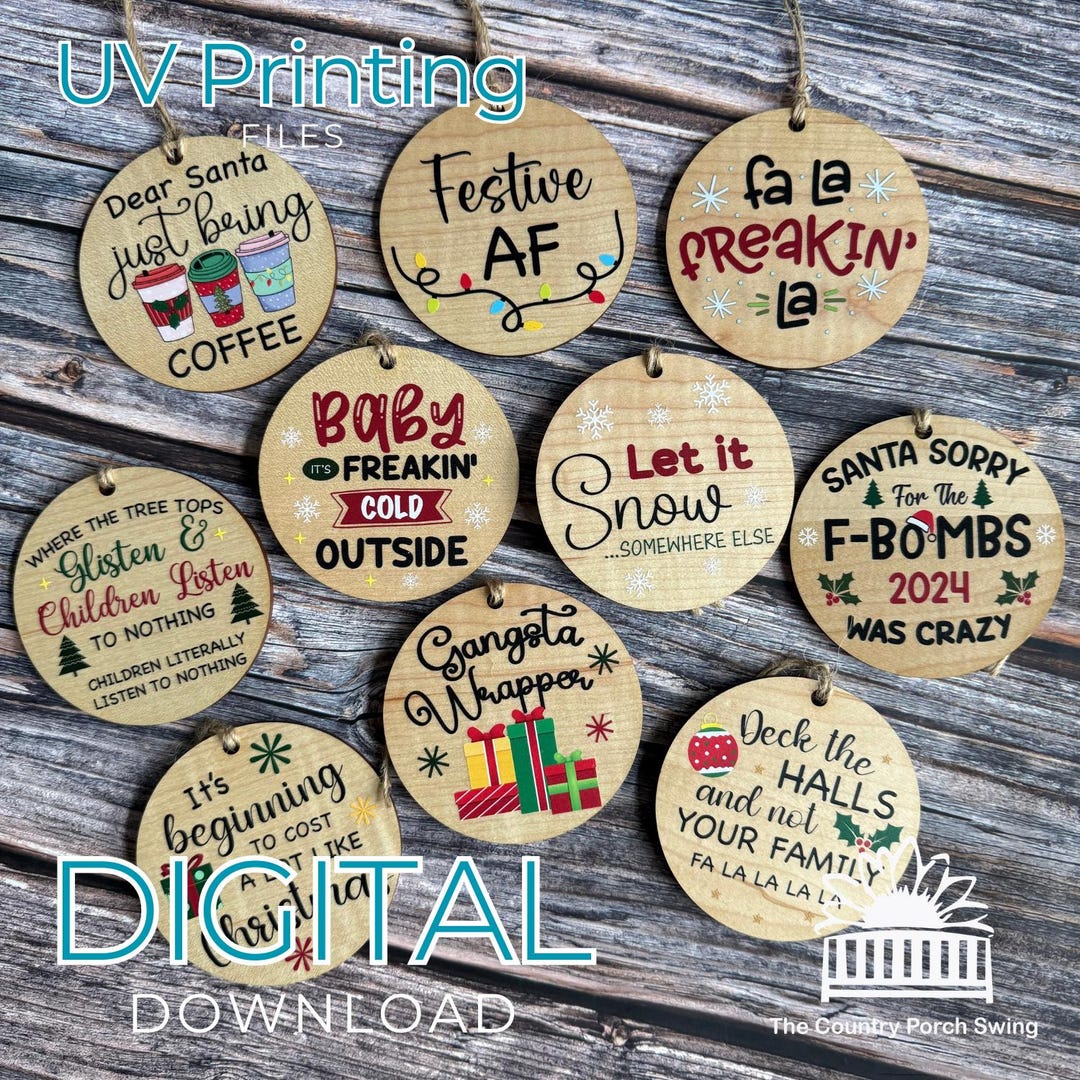 Funny Christmas Ornament UV Print Files: Snarky Holiday Designs ...