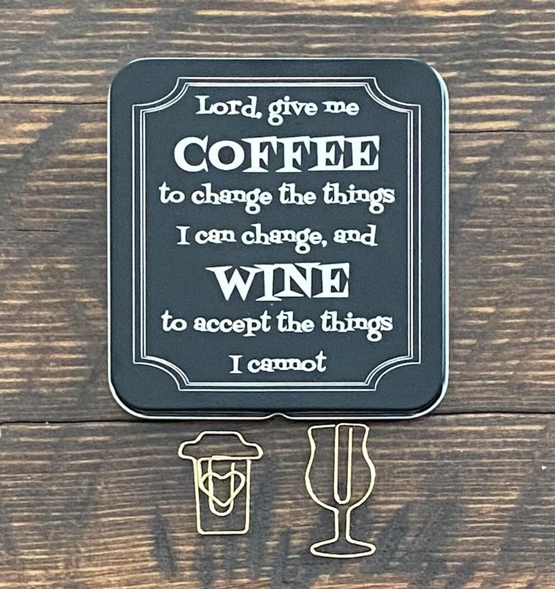 Coffee and Wine Glass Paper Clips - Fun Tin & Clips - Etsy