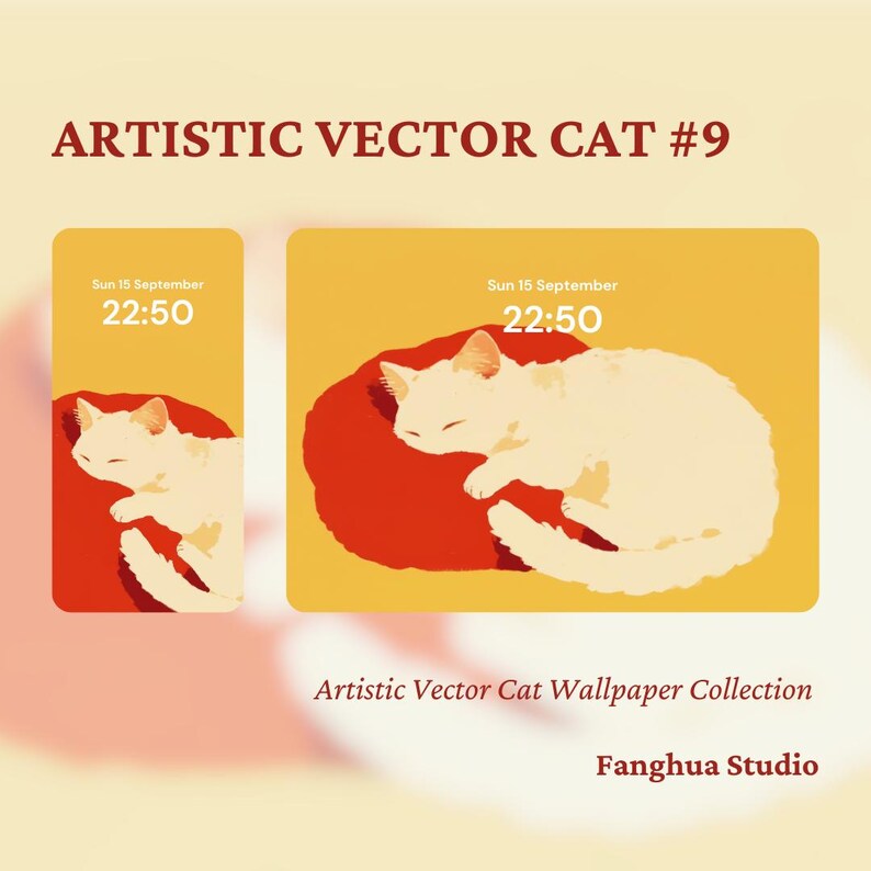 24 Vector Art Cat Wallpapers Collection | Minimalist Cat Illustrations ...