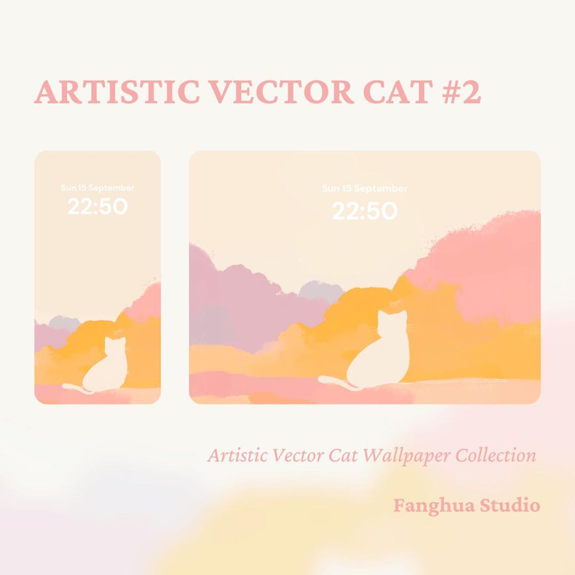 24 Vector Art Cat Wallpapers Collection | Minimalist Cat Illustrations ...