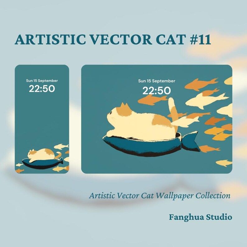 24 Vector Art Cat Wallpapers Collection | Minimalist Cat Illustrations ...