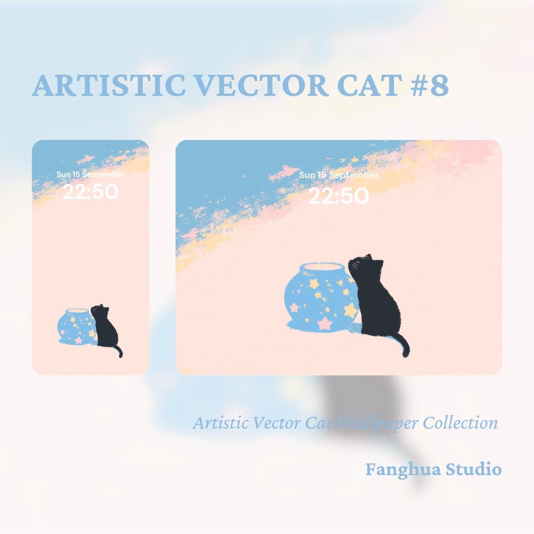 24 Vector Art Cat Wallpapers Collection | Minimalist Cat Illustrations ...