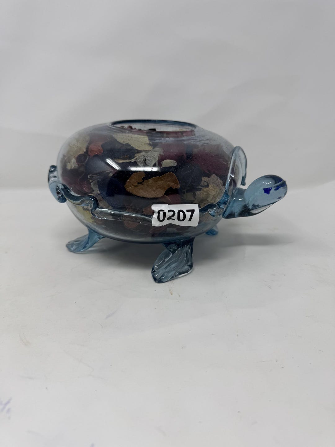 Vintage Hand Blown Glass Turtle Potpourri Holder - Blue Decorative ...