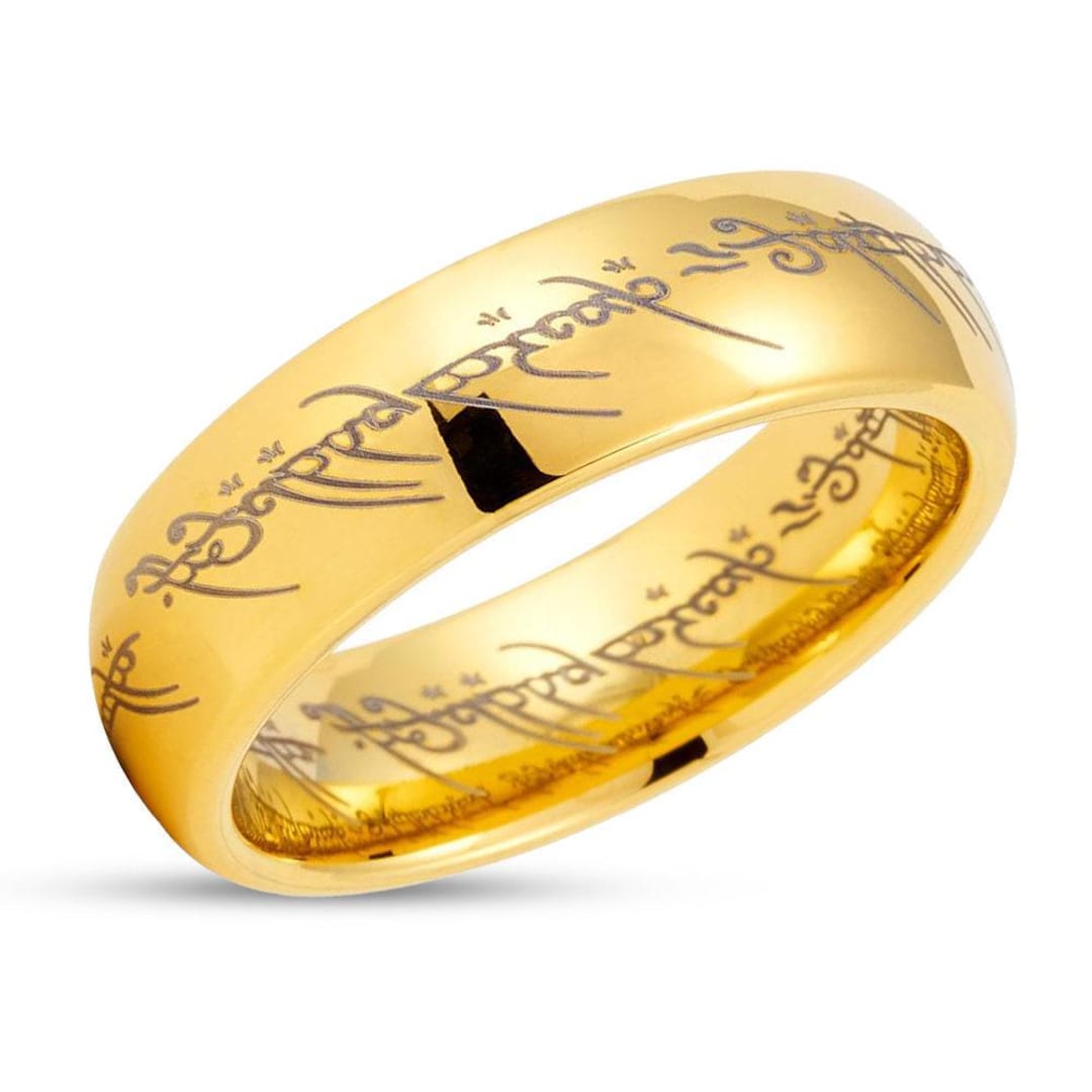 Elvish Wedding Ring,yellow Gold Wedding Band,tungsten Carbide Ring ...