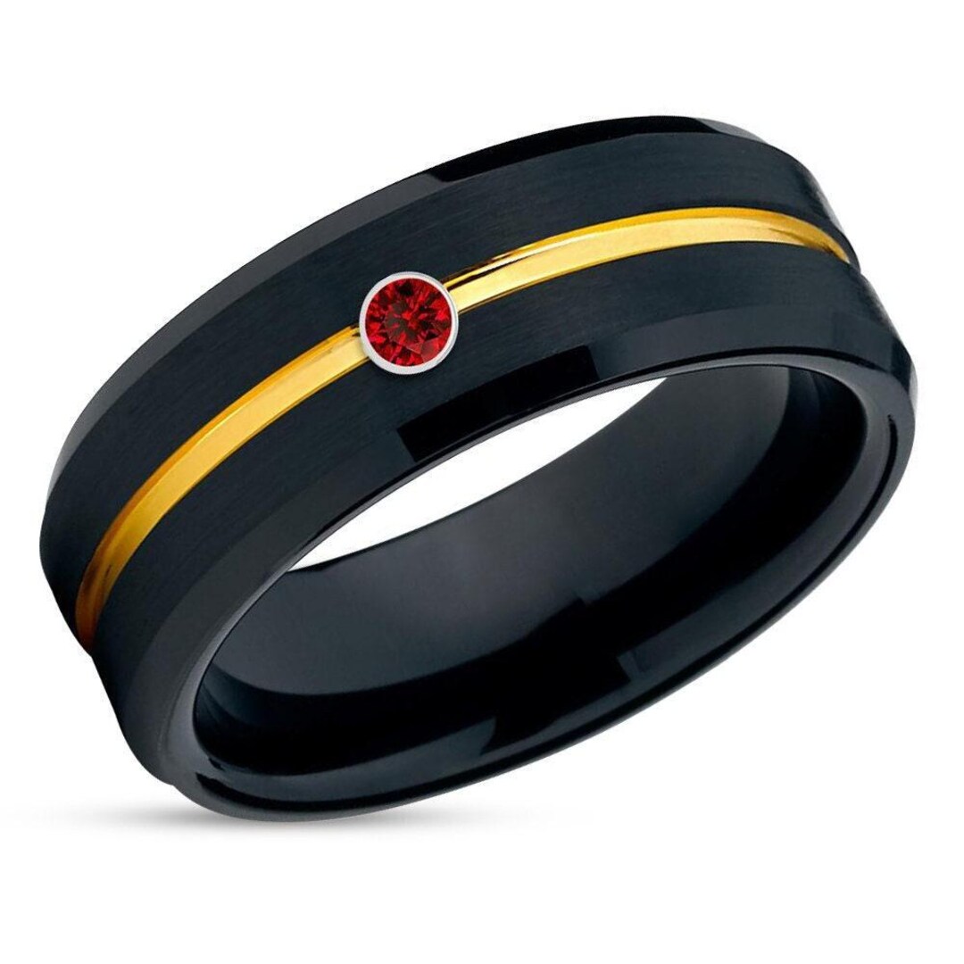 Ruby Wedding Ring,black Tungsten Wedding Ring,8mm & 6mm,tungsten ...