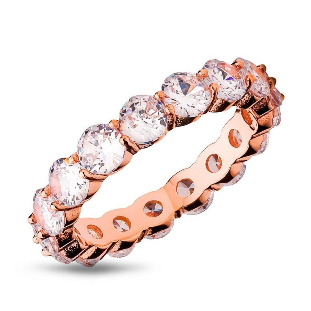 Rose Gold Titanium Ring,4mm Eternity Ring,anniversary & Engagement,cz ...