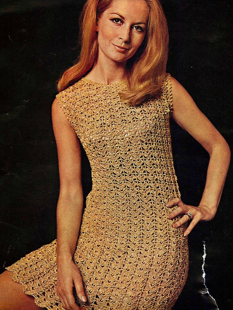 Instant Download Cute 1960s Lace Mini Dress Vintage Crochet Etsy