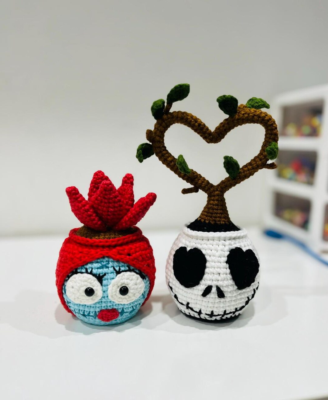 Crocheted Jack Skellington & Sally Plant Pot | Halloween Amigurumi ...