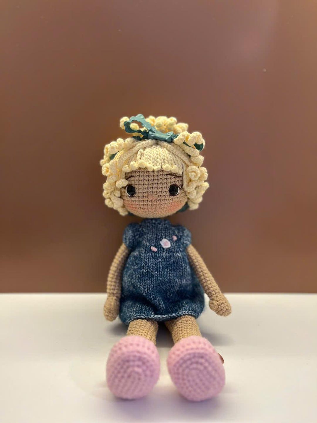 Handmade Crochet Doll Baby Girl Crochet Doll Blonde Hair Doll Gift for ...
