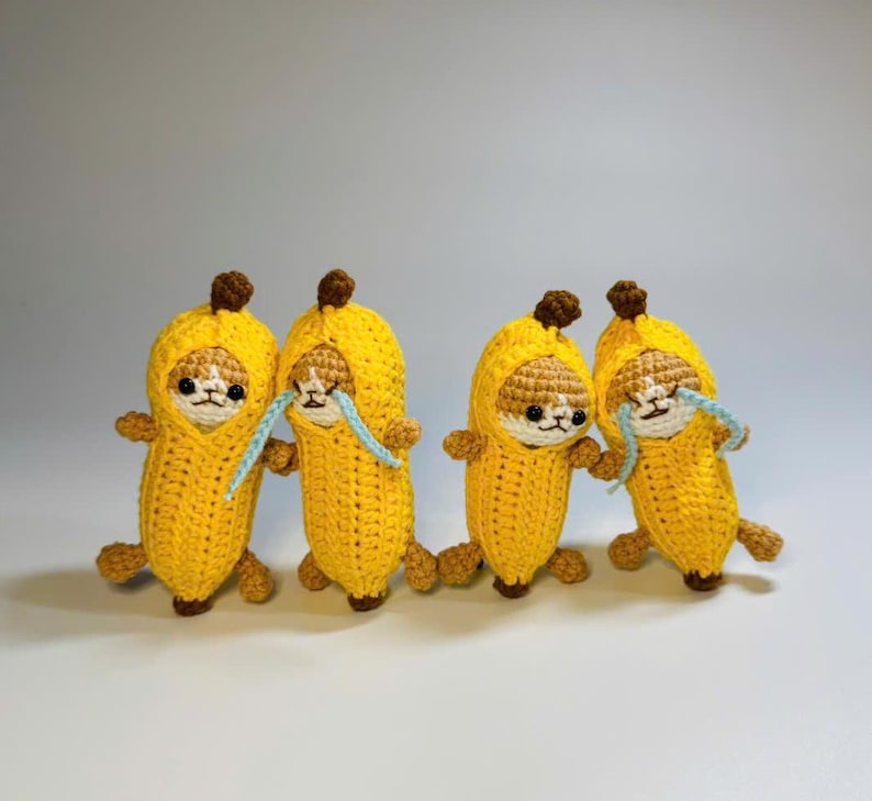 Crochet Banana Cat Meme, Sad Crying Cat Plush, Gift for Meme Lovers ...