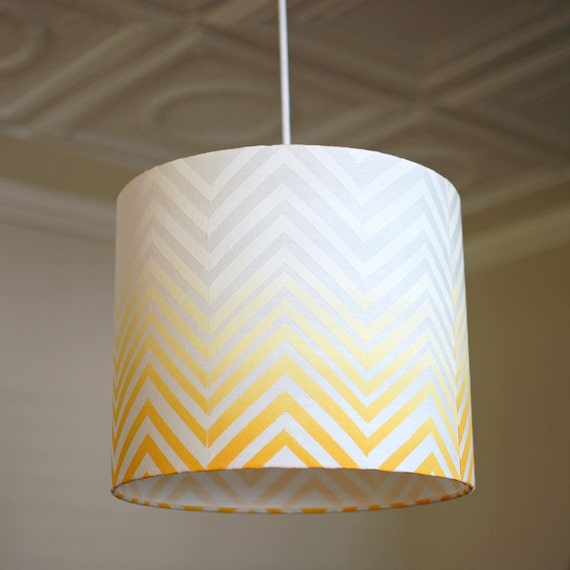 Items similar to Ombre Chevron Block Print Lamp Shade in White and ...
