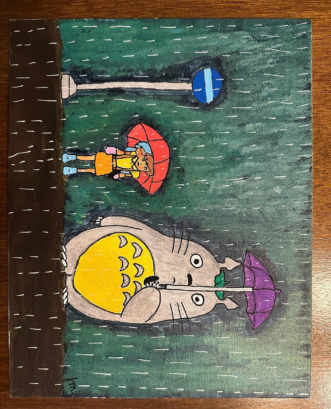 8x10 Canvas My Neighbor Totoro Bus Stop Scene in the Rain Totoro ...