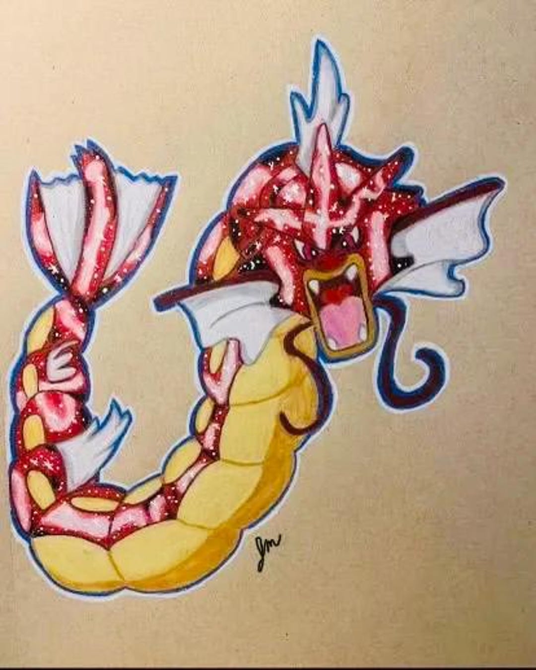 Red Gyarados - Pokémon Champion Lance Elite 4 Illustration Art Print - Etsy