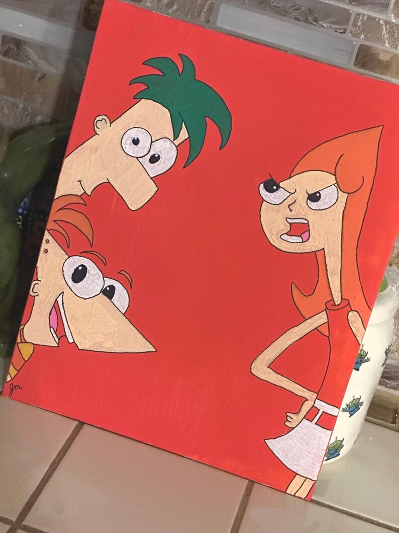 8x10 Phineas, Ferb and Candace Acrylic Canvas Painting - Etsy