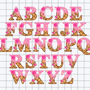 Ice Cream Alphabet SVG, Ice Cream Svg, Girl Birthday Party, Letters ...