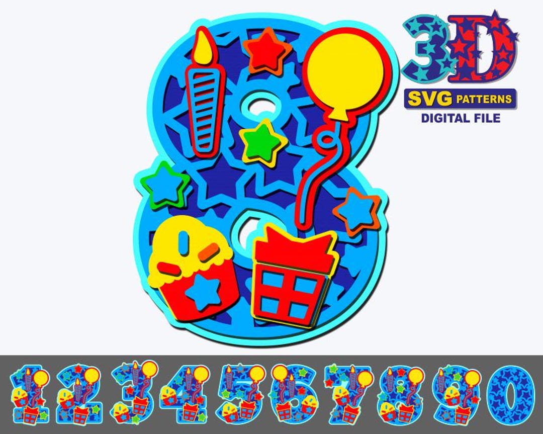 Birthday Party Numbers SVG: DIY Cake Topper, Any Age (digital Download ...