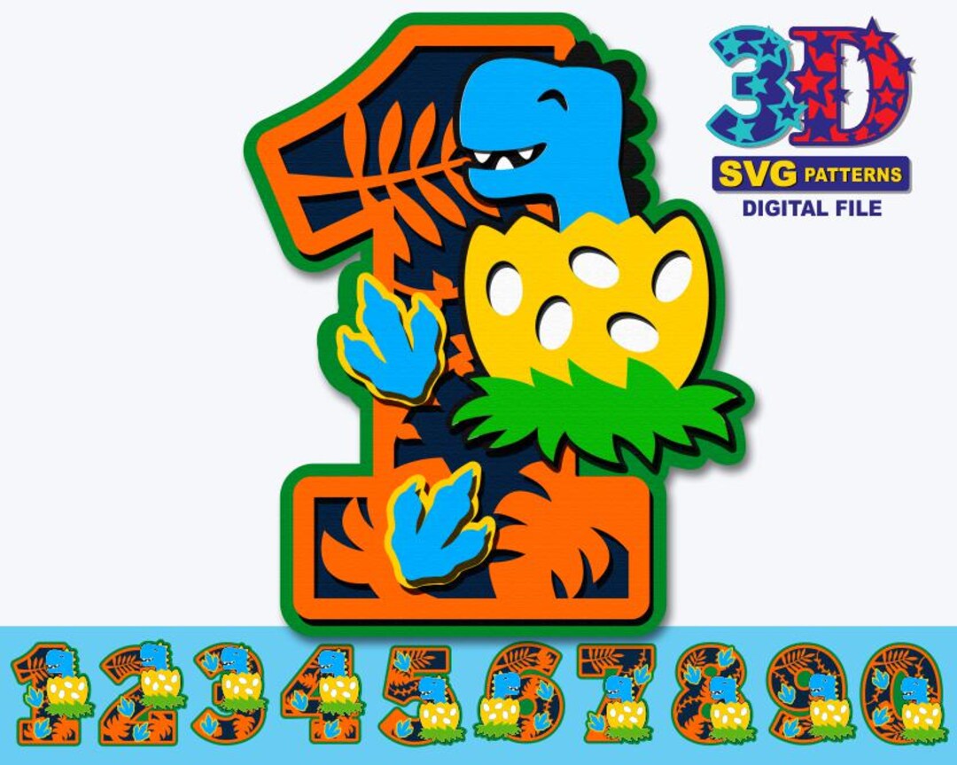 Dinosaur Birthday Numbers SVG: Boy Party Decor (digital Download) - Etsy
