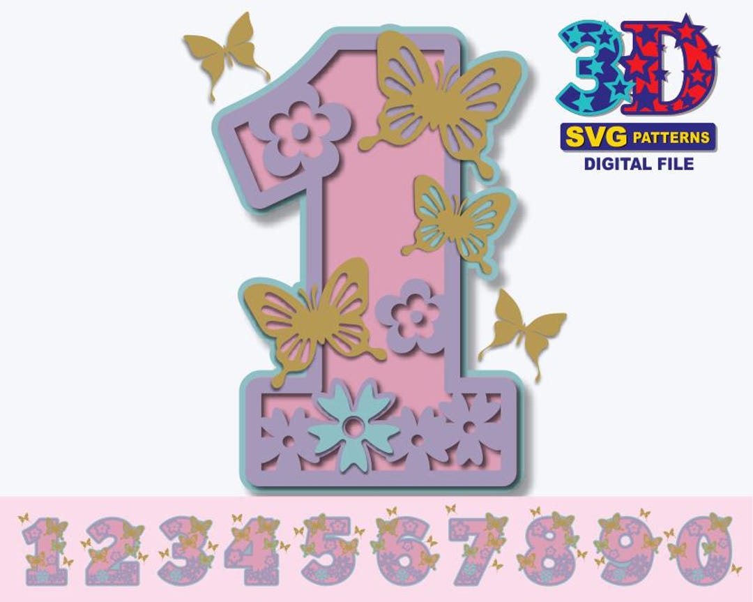 Butterfly Birthday Numbers SVG: DIY Party Decor (digital Download) - Etsy