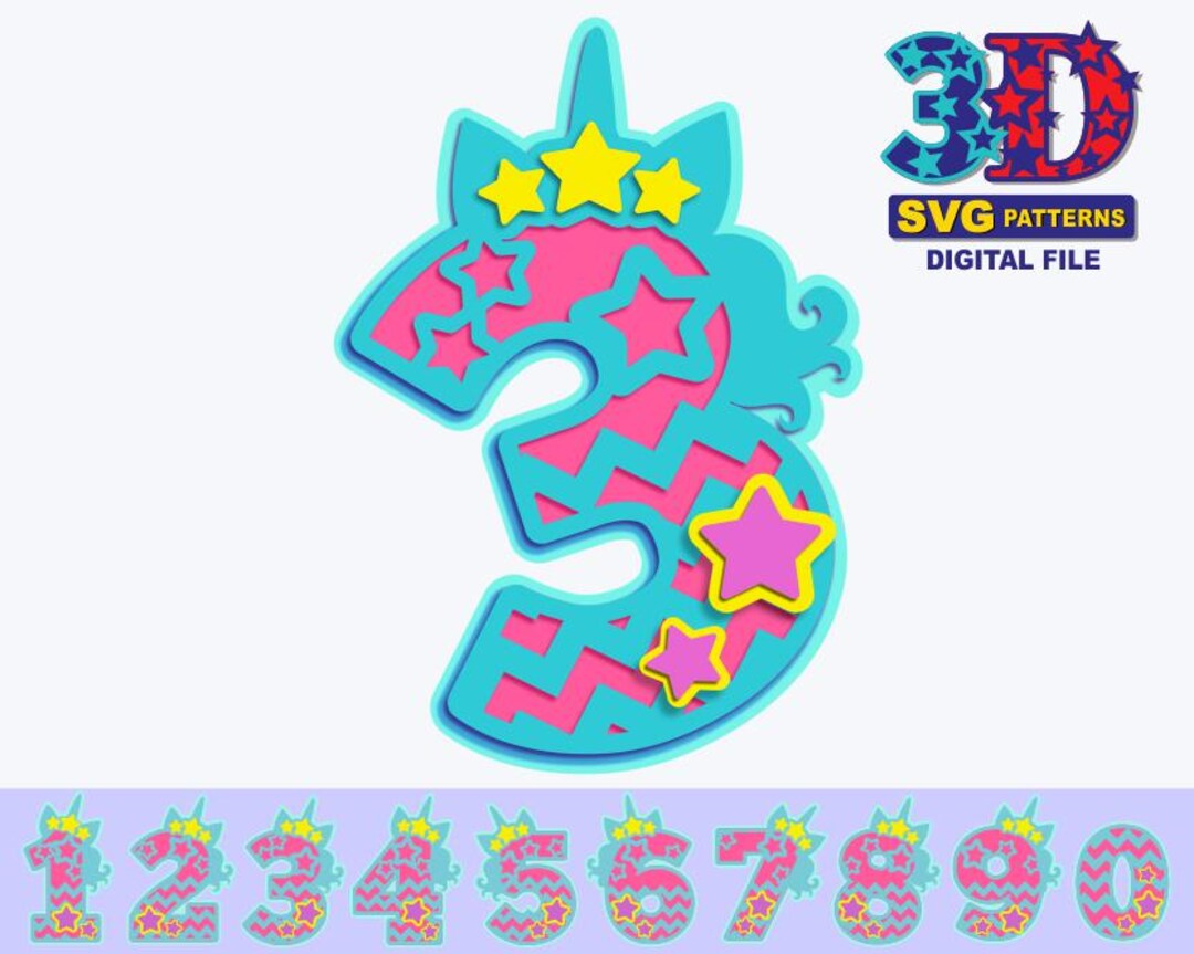 Unicorn Birthday Numbers SVG: DIY Party Decor (digital Download) - Etsy