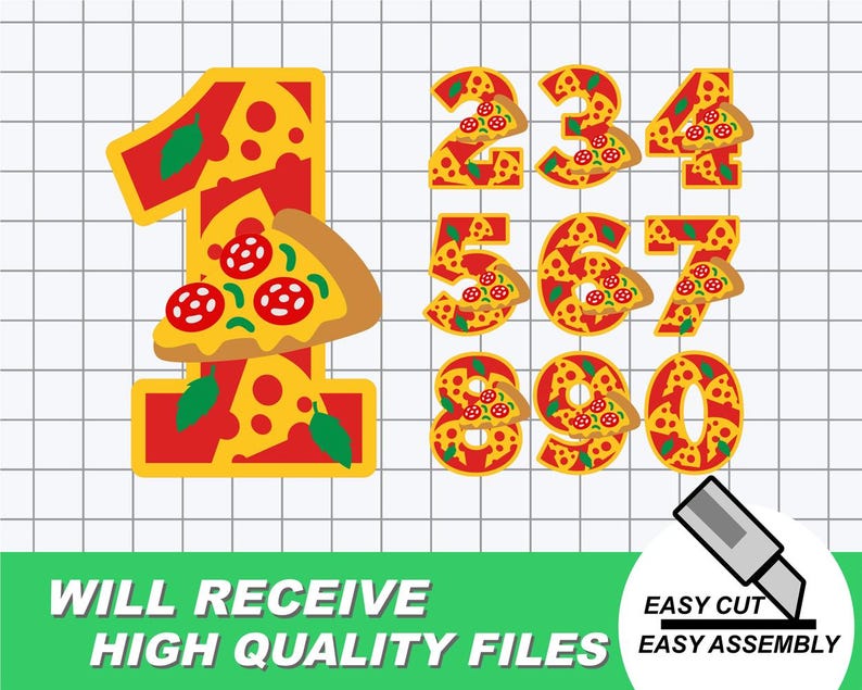 Pizza Birthday Party Numbers SVG: DIY Cricut, Silhouette (digital ...