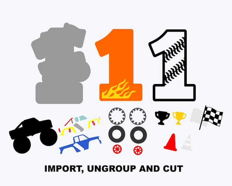 Monster Truck Birthday Party Numbers, Monster Truck Svg, Boy Birthday ...