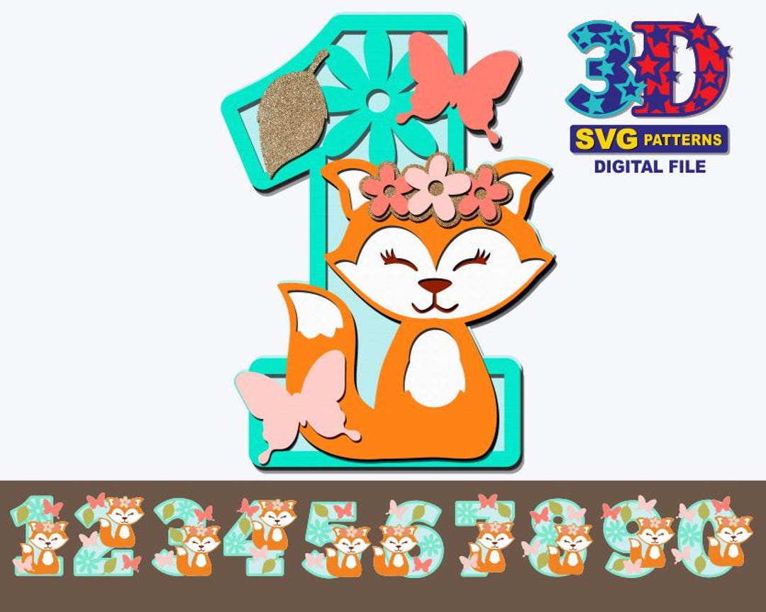 Fox Birthday Numbers SVG: Girl Party Decor (digital Download) - Etsy