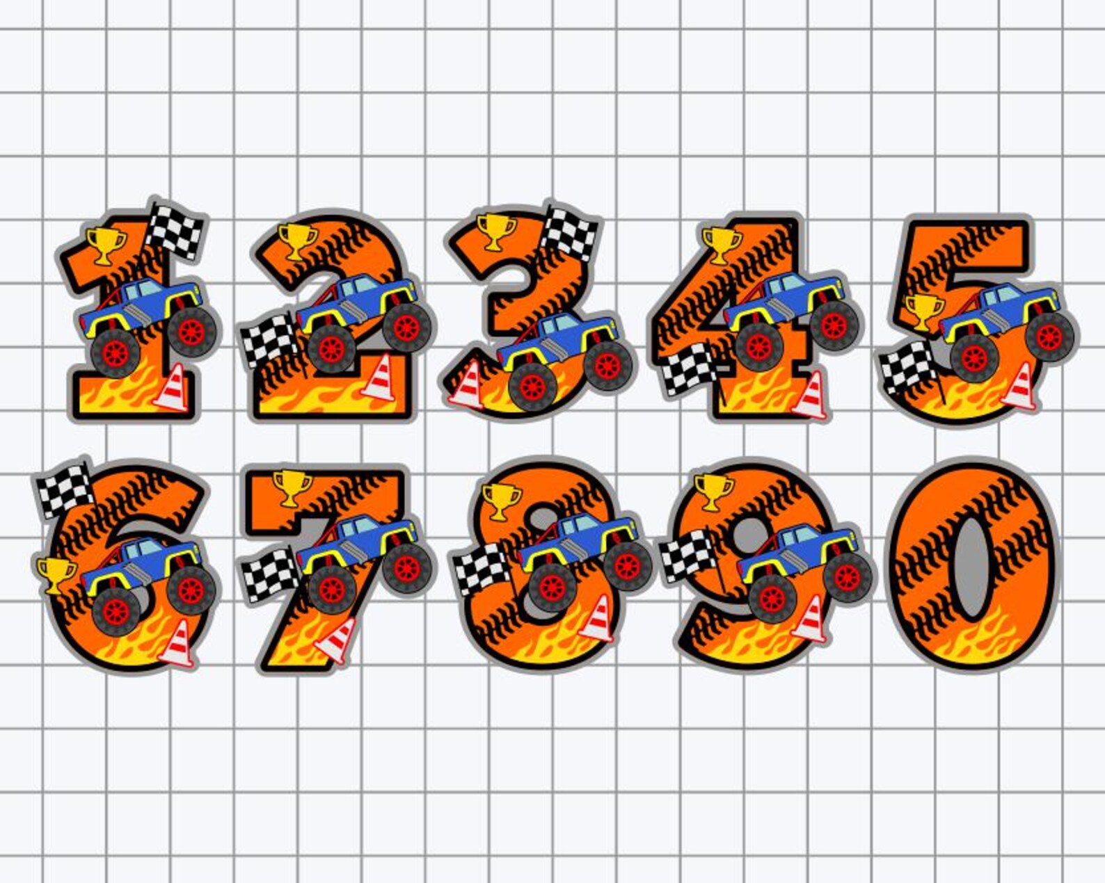 Monster Truck Birthday Numbers SVG: DIY Party Decor (digital Download ...