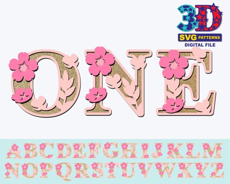 Cherry Blossom Alphabet SVG: Floral Letters, DIY Cricut Silhouette ...