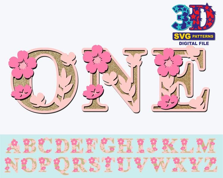 Cherry Blossom Alphabet SVG: Floral Letters, DIY Cricut Silhouette ...