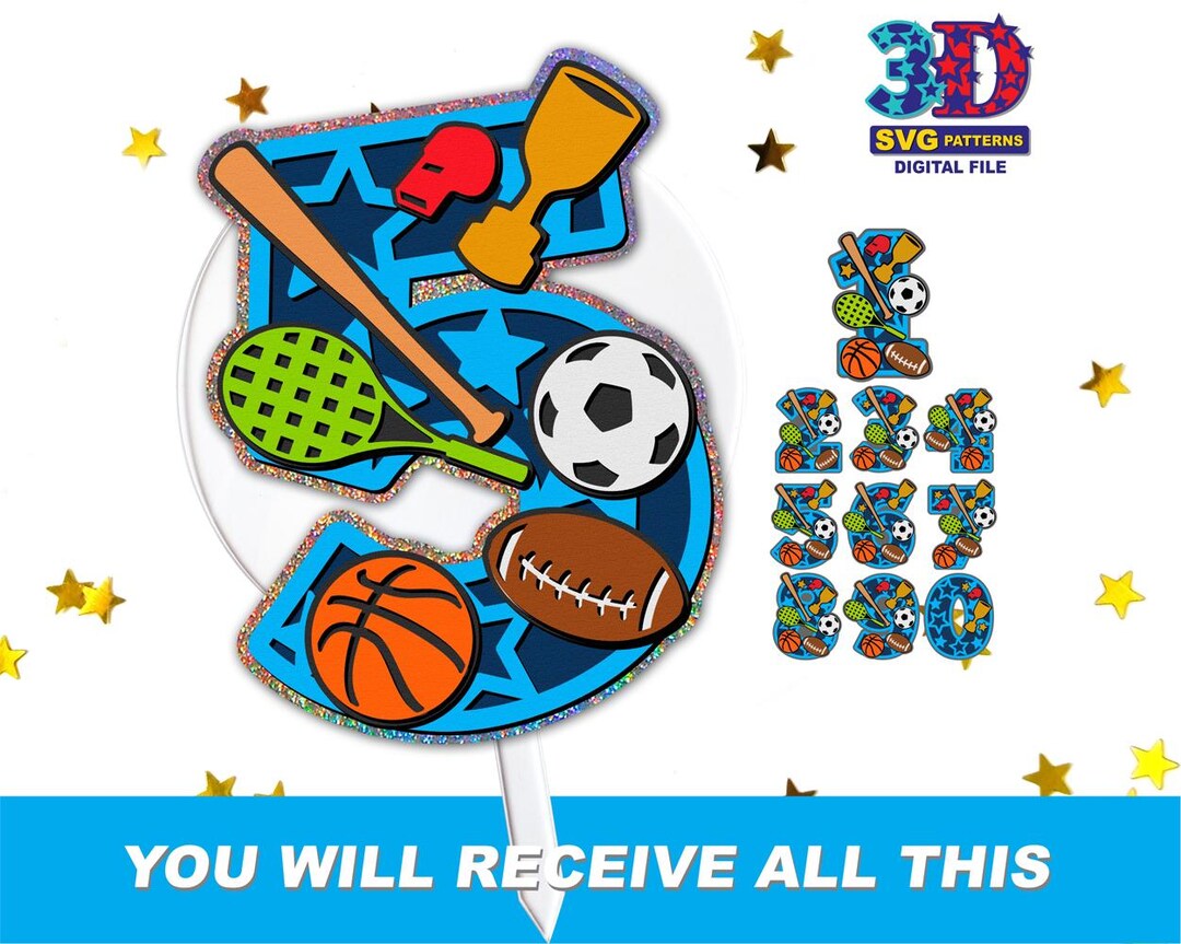 Sports Birthday Numbers SVG: DIY Cricut Silhouette (digital Download ...