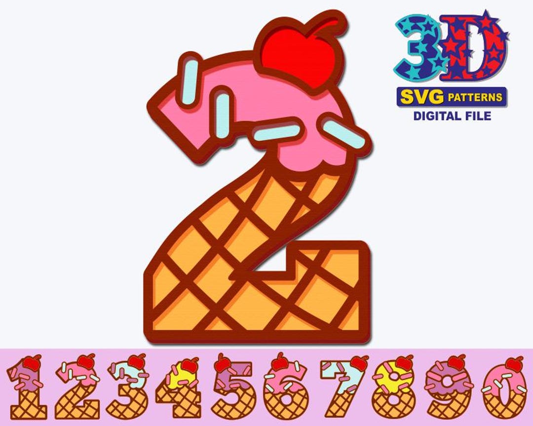 Ice Cream Birthday Numbers SVG: DIY Party Decor (digital Download) - Etsy