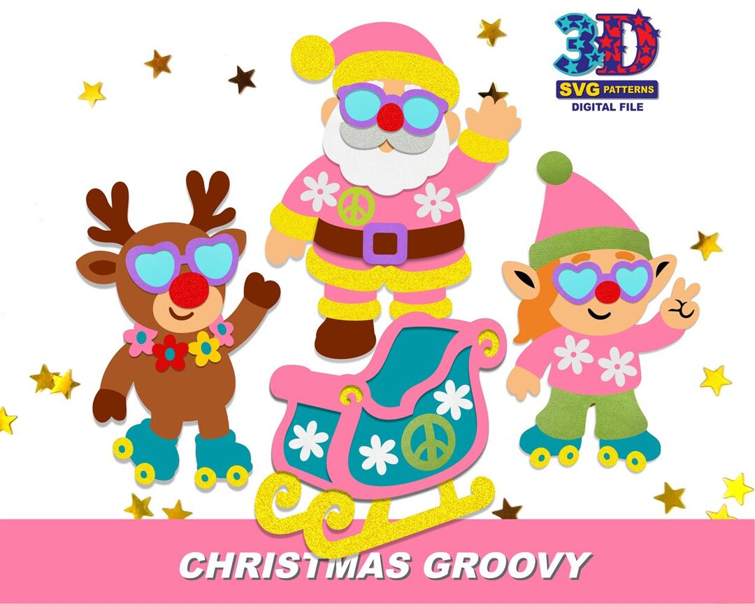 Groovy Christmas Clipart Bundle, Retro Holiday Graphics (PNG SVG) - Etsy
