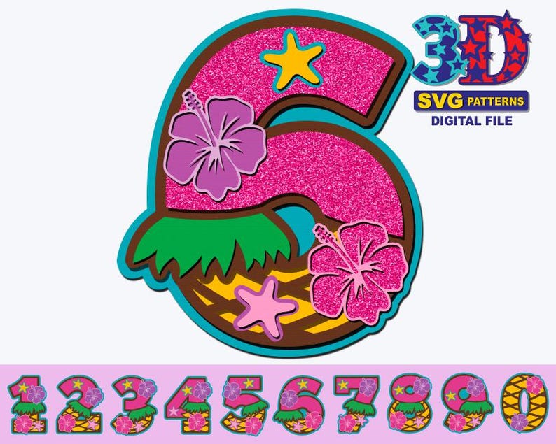 Hawaiian Birthday Party Numbers, Aloha Svg, Girl Birthday Party, Any ...
