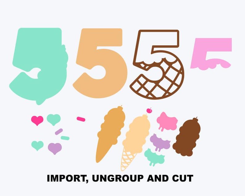 Ice Cream Birthday Numbers SVG: Girl Party Decor (digital Download) - Etsy