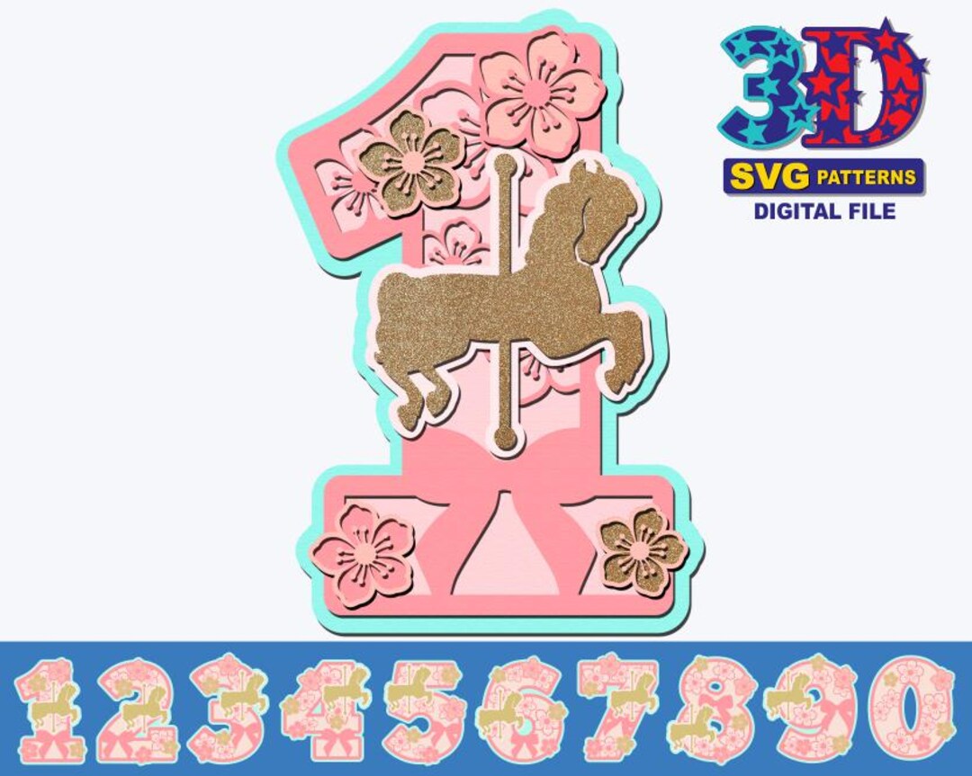 Carousel Birthday Carousel Numbers, Carousel Svg, Girl Birthday Party ...