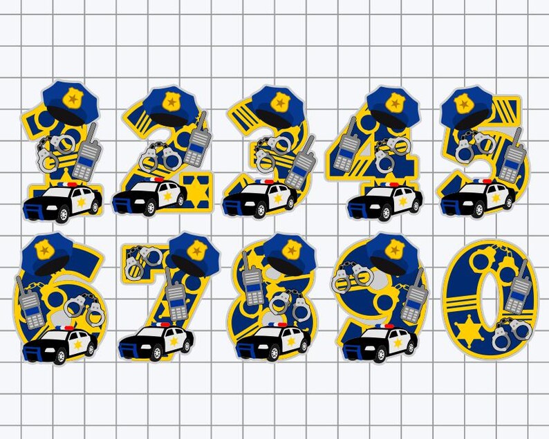 Police Birthday Party Numbers, Police Svg, Boy Birthday Party, Any Age ...
