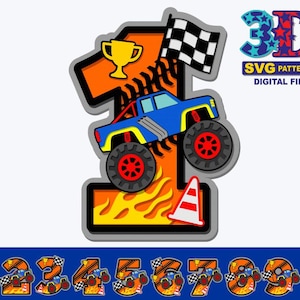 Monster Truck Birthday Party Numbers, Monster Truck Svg, Boy Birthday ...