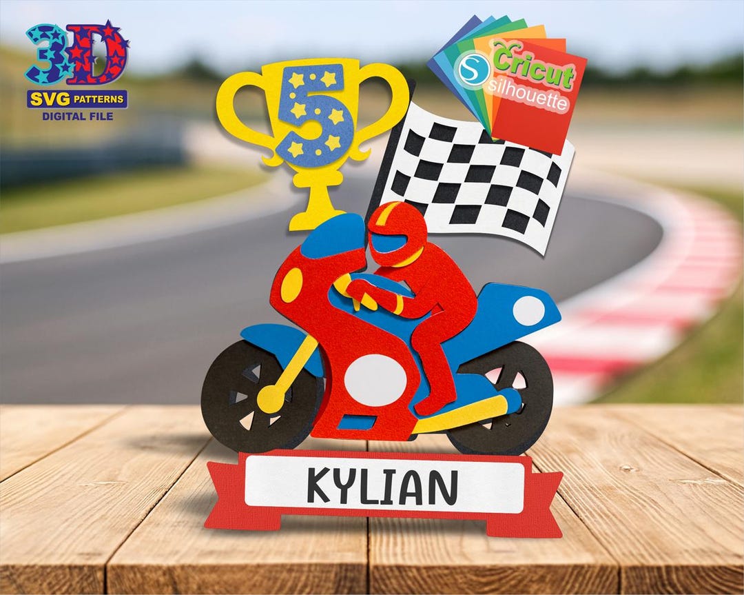 Racing Motorcycle Cake Topper 3D Svg for Cricut and Silhouette ...