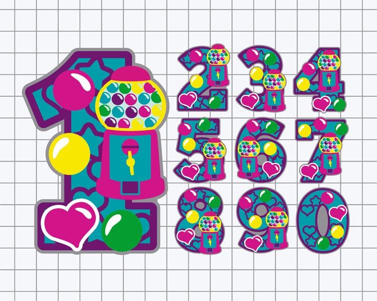 Bubblegum Birthday Numbers SVG: Alphabet DIY (digital Download) - Etsy