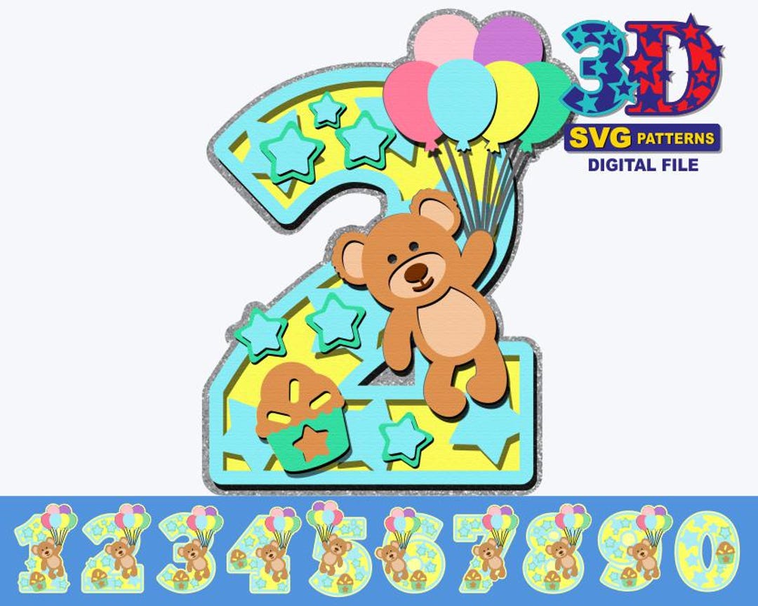 Teddy Bear Birthday Numbers SVG: DIY Party Decor (digital Download) - Etsy