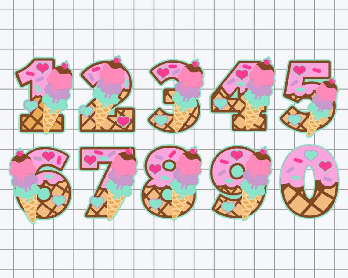Ice Cream Birthday Numbers SVG: Girl Party Decor (digital Download) - Etsy