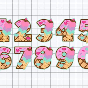 Ice Cream Birthday Numbers SVG: Girl Party Decor (digital Download) - Etsy