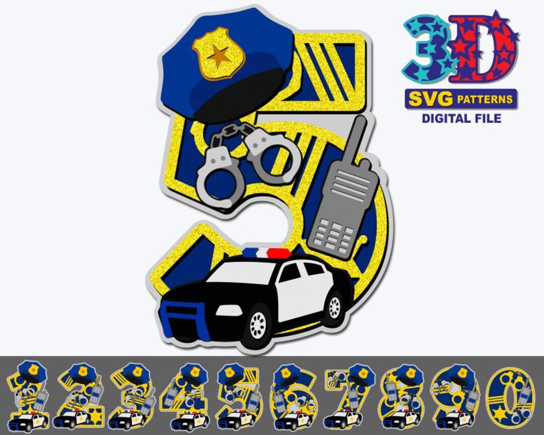 Police Birthday Party Numbers, Police Svg, Boy Birthday Party, Any Age ...