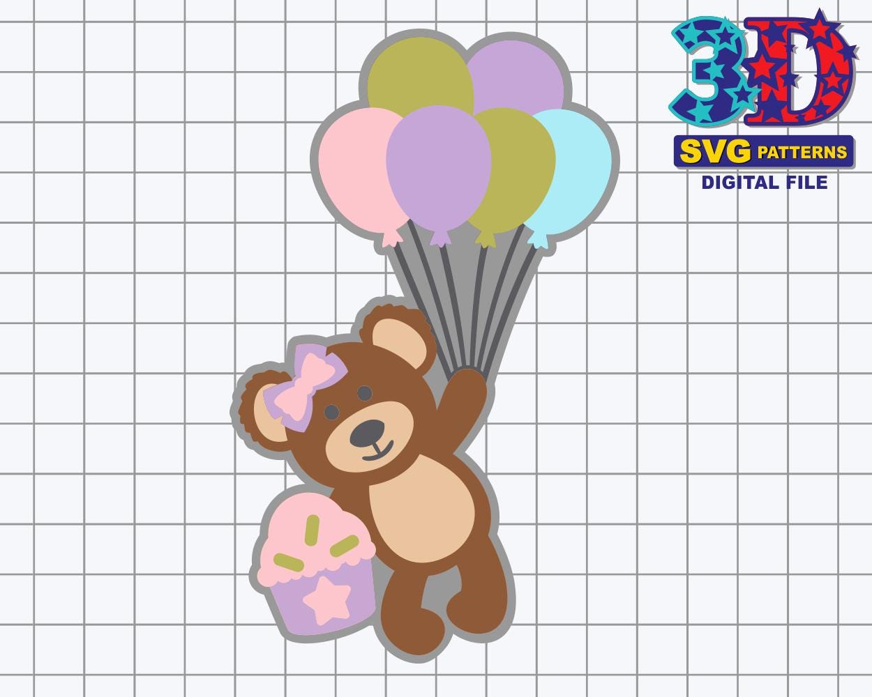 Teddy Bear SVG, Teddy SVG, Bear Svg, Teddy Bear 3D Svg, DIY Digital ...