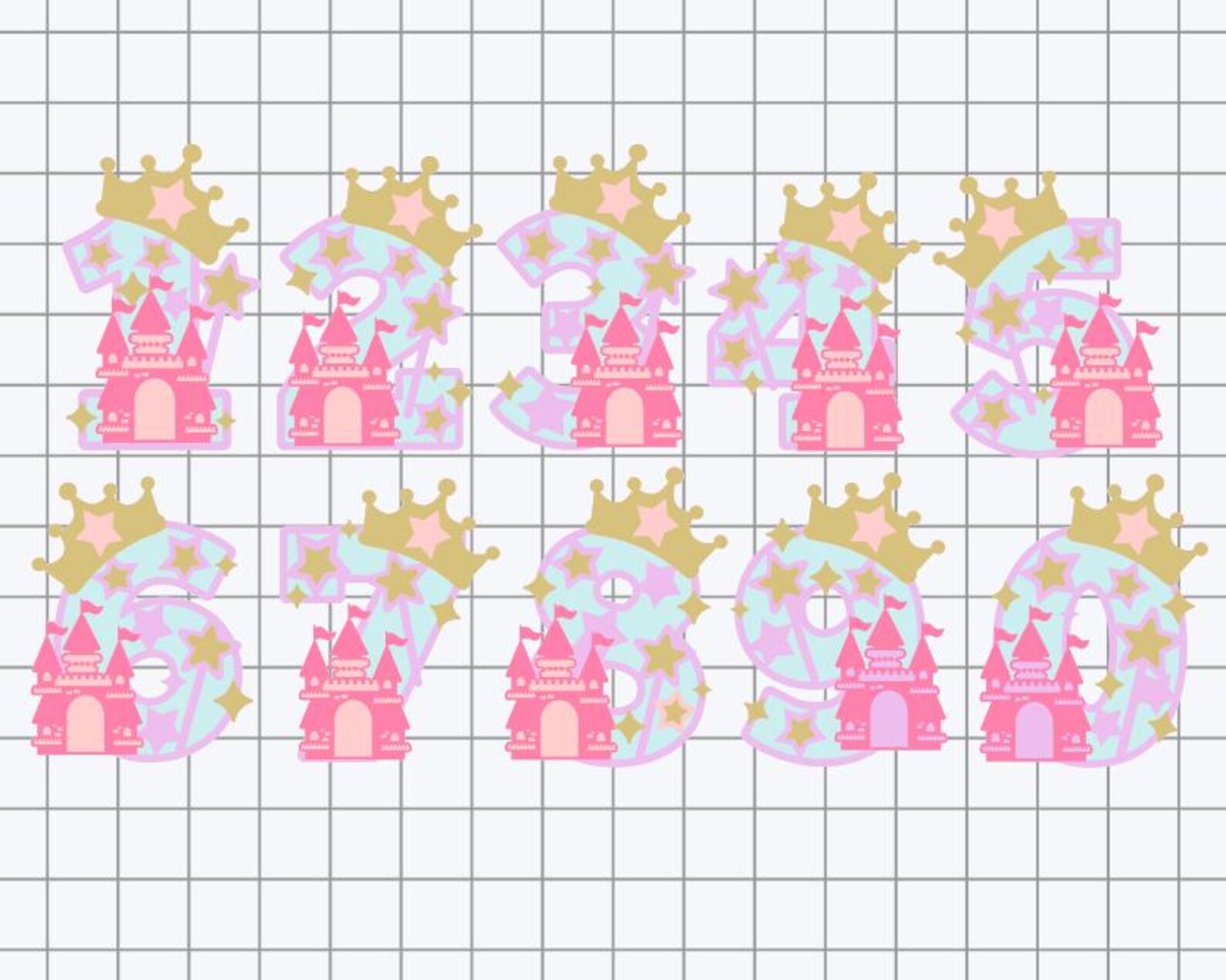 Princess Castle Birthday Numbers SVG: DIY Party Decor (digital Download ...