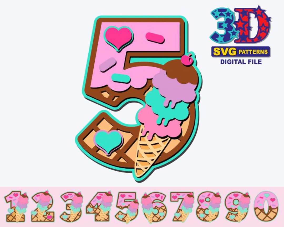 Ice Cream Birthday Numbers SVG: Girl Party Decor (digital Download) - Etsy