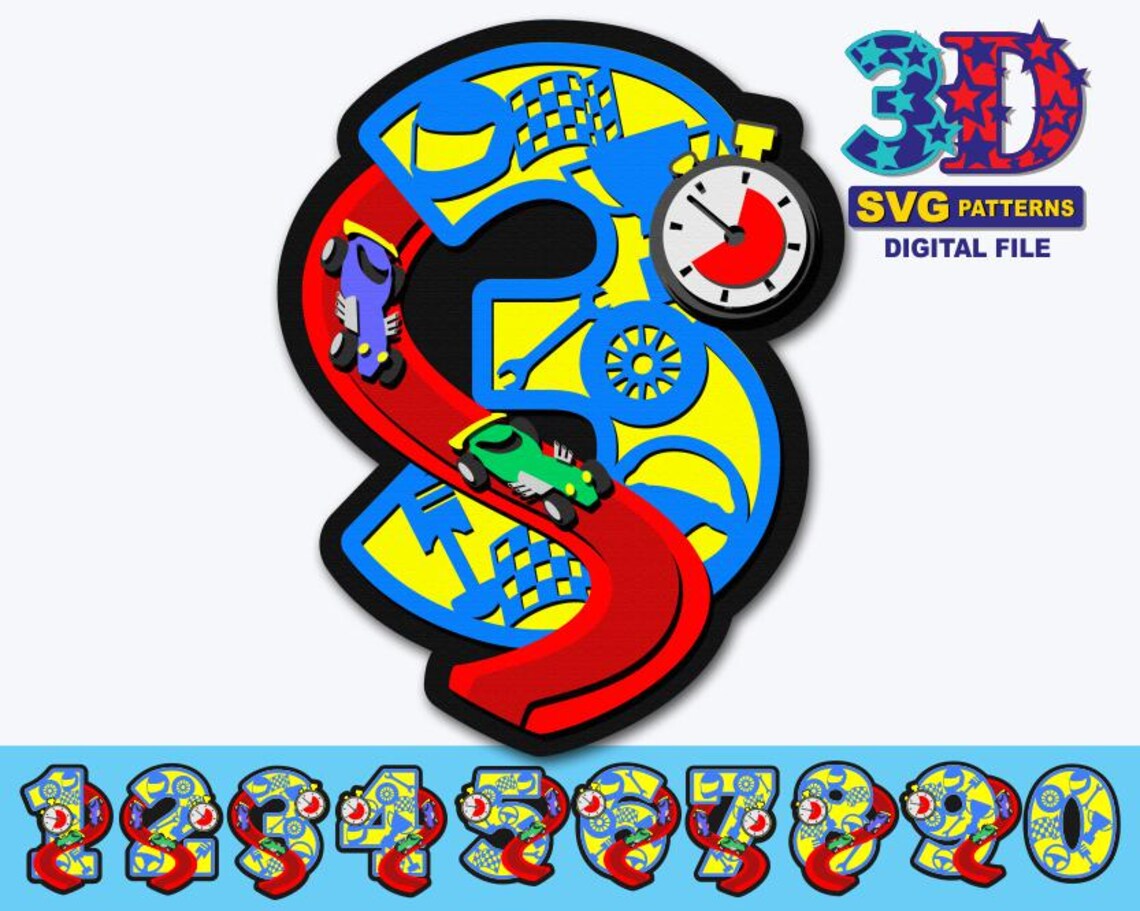 Race Car Birthday Numbers SVG: DIY Party Decor (digital Download) - Etsy