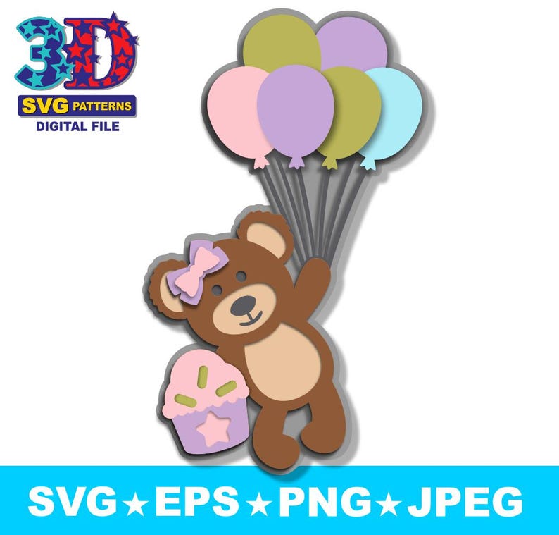 Teddy Bear SVG, Teddy SVG, Bear Svg, Teddy Bear 3D Svg, DIY Digital ...