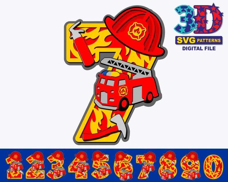 Firefighter Birthday Numbers SVG: DIY Party Decor (digital Download) - Etsy